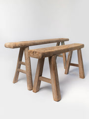 Rustic antique chinese elm wood pig benches – Decorative Antiques UK