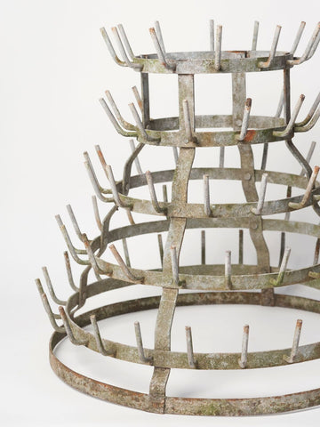 Antique French Galvanised zinc Bottle Dryer Rack, Freestanding ...