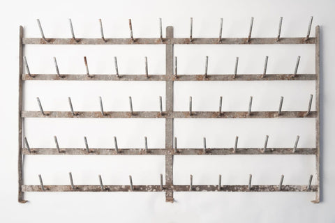 Antique French Galvanised Zinc Bottle Drying Wall rack – Decorative ...